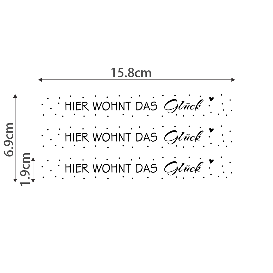 Rub On Sticker Hier wohnt das Glück Zuhause/Home/Familie - Rub on sticker